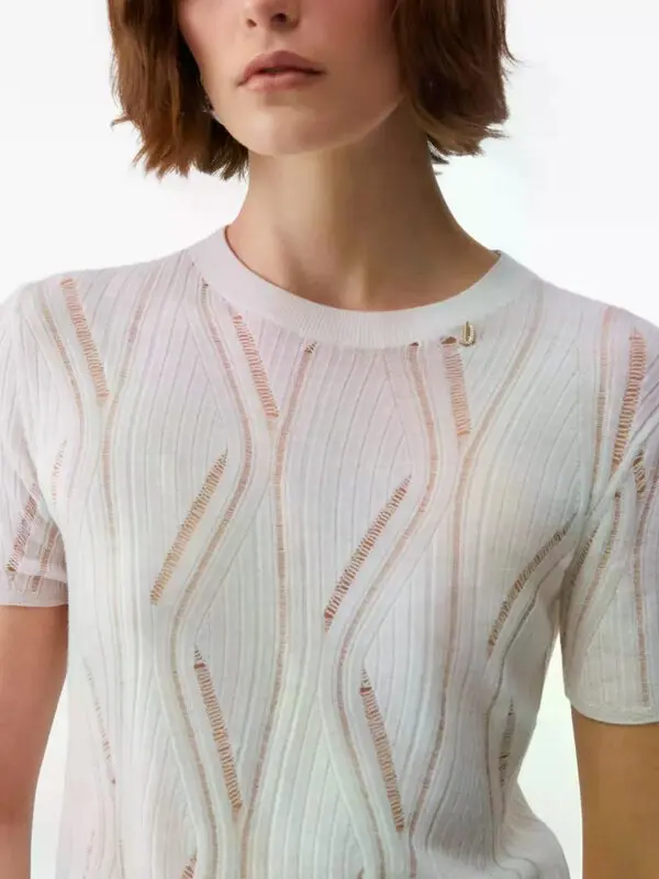 Liu Jo Perforated Short Sleeve Sweater - White