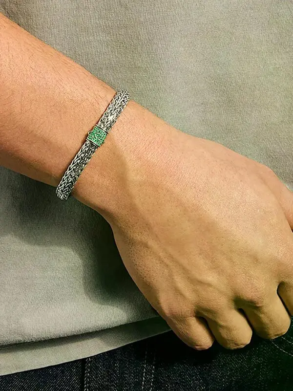 John Hardy Icon Sterling & Emerald Bracelet