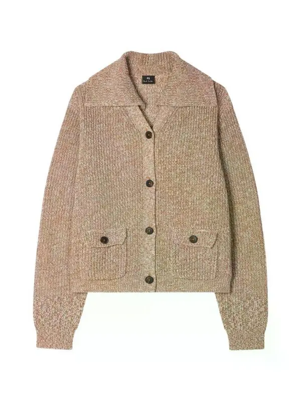 Paul Smith Ribbed Cardigan With Spread Collar And Flap Pockets