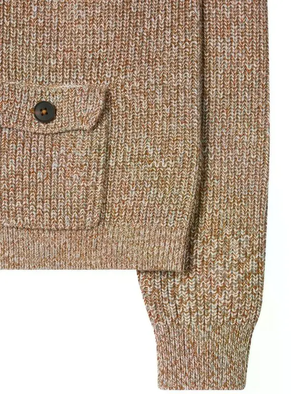 Paul Smith Ribbed Cardigan With Spread Collar And Flap Pockets