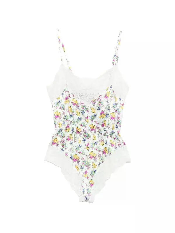 Dolce & Gabbana Floral-print Lace-trimmed Playsuit - White