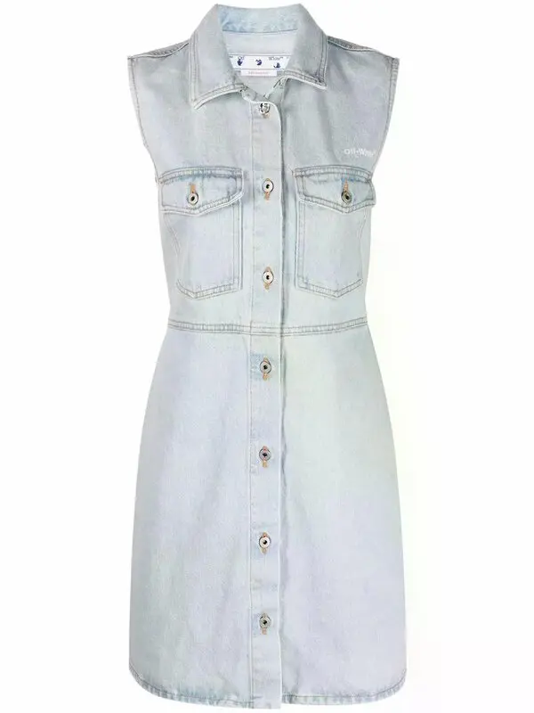 Off-White Logo-print Denim Shirt Dress
