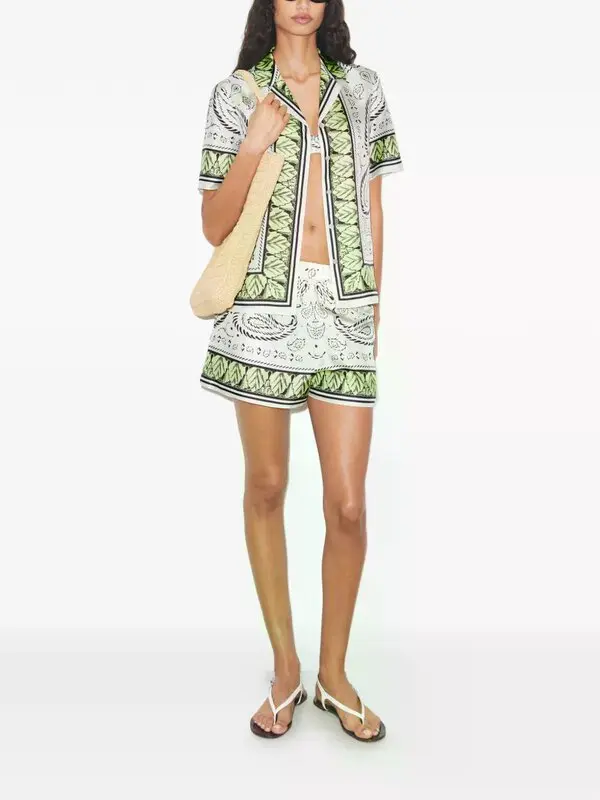 Tory Burch Silk Camp Shirt With Cockatoo Print - Neutrals