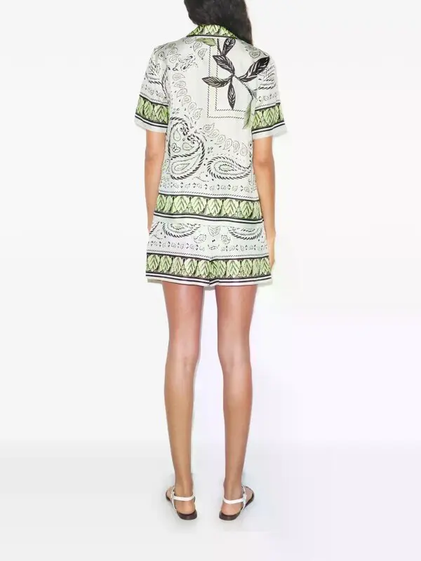 Tory Burch Silk Camp Shirt With Cockatoo Print - Neutrals