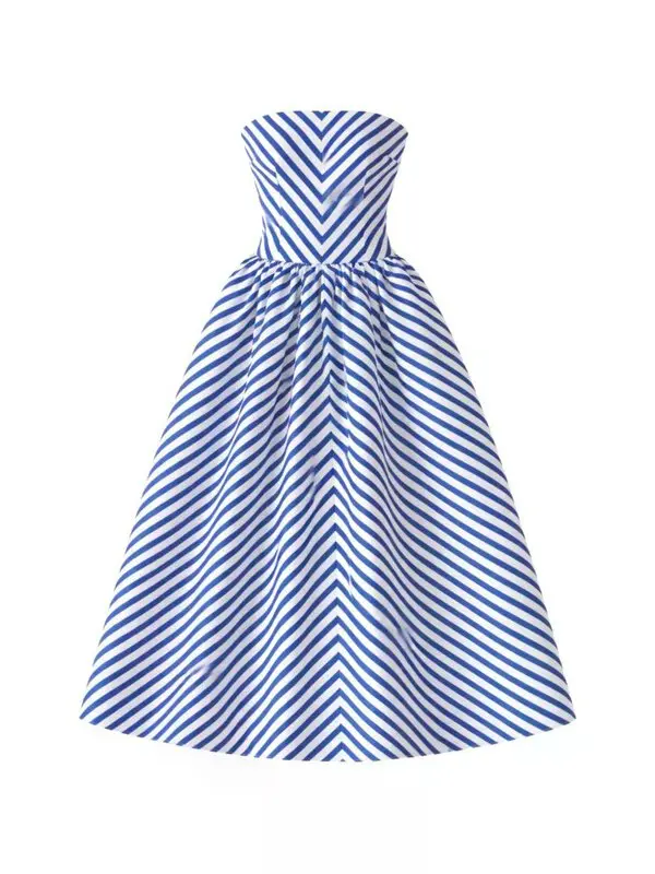 SELF-PORTRAIT Striped Midi Dress