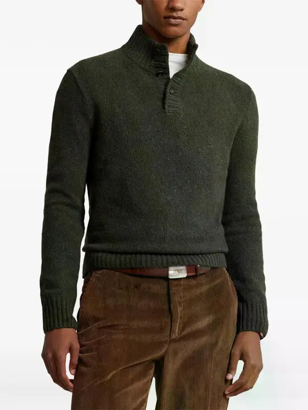 Polo Ralph Lauren Button Mock-neck Sweater - Green