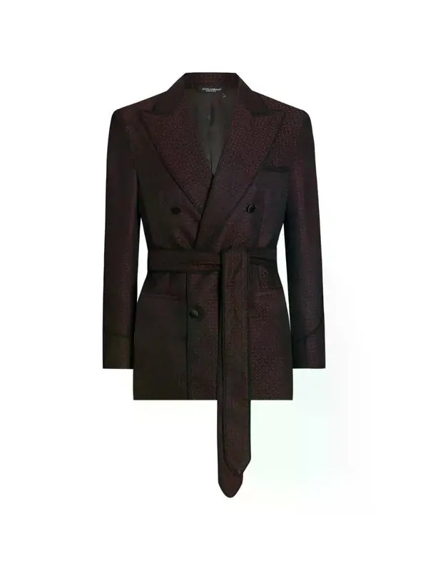Dolce & Gabbana Double-breasted Jacket In Micro-pattern Jacquard