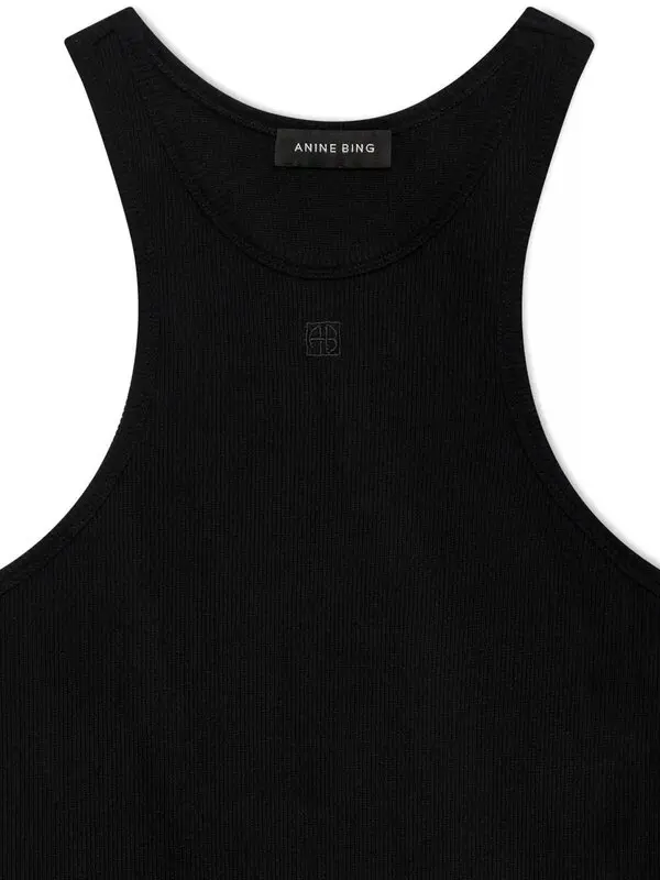 ANINE BING Crew-neck Ribbed Top - Black
