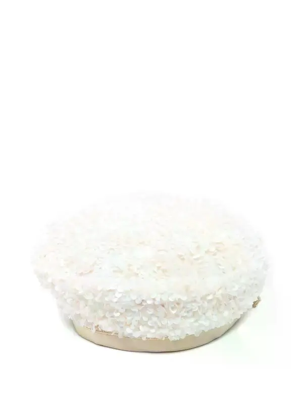 Vivetta Bow-detail Sequin Beret - White