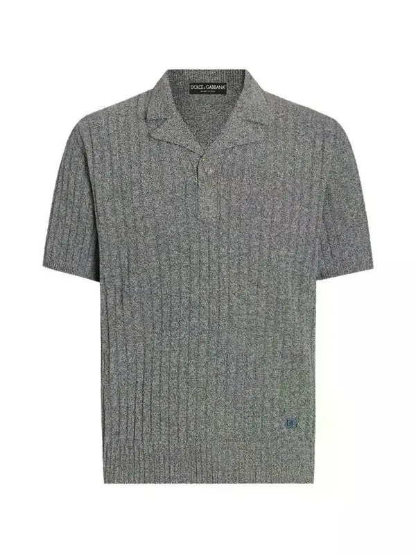 Dolce & Gabbana Ribbed Cotton And Linen Polo Shirt