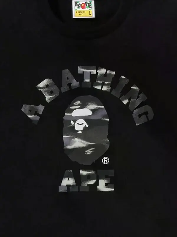 A BATHING APE Screen Camo College T-shirt - Black