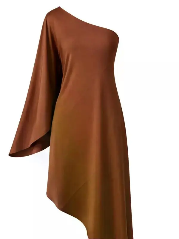 NOUVELLE SILK95FIVE Asymmetric One-shoulder Dress - Brown