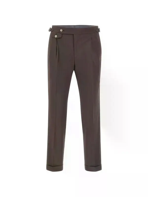 BARBA NAPOLI Front Pleats Side Buckle Trousers