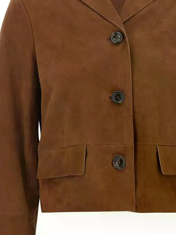 Liu Jo Leather Cropped Jacket - Brown