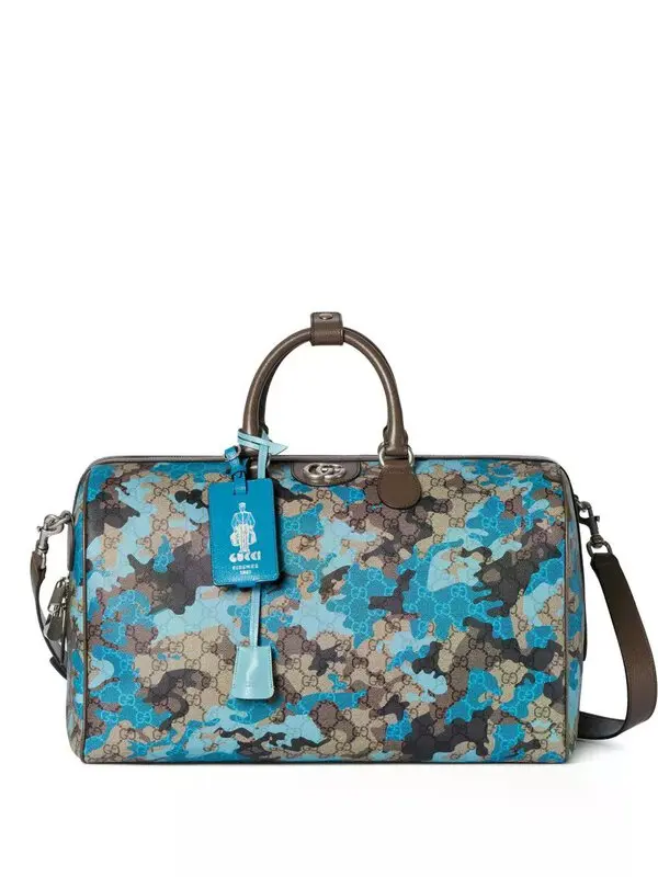 Gucci Gg Print Holdall - Blue