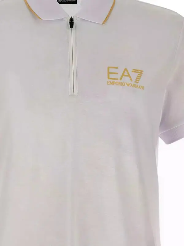 EA7 Zip-up Logo-detail Polo Shirt - White