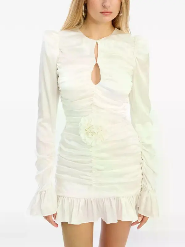 ROTATE BY BIRGER CHRISTENSEN Flower Ruffled Mini Dress - White