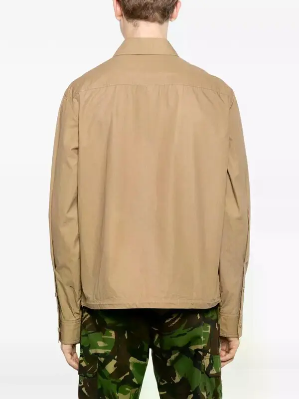 Moncler Zip-up Logo Embroidered Jacket - Brown