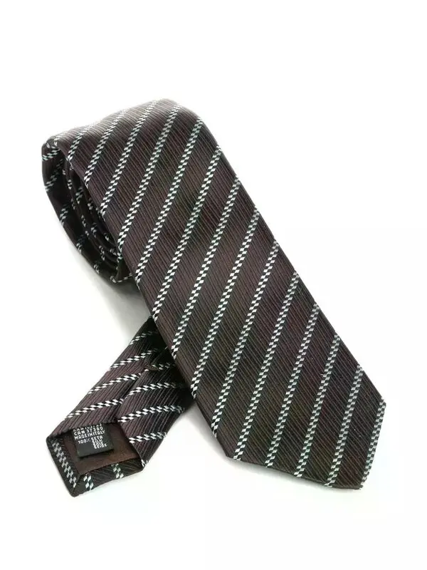 Giorgio Armani Striped Tie - Brown