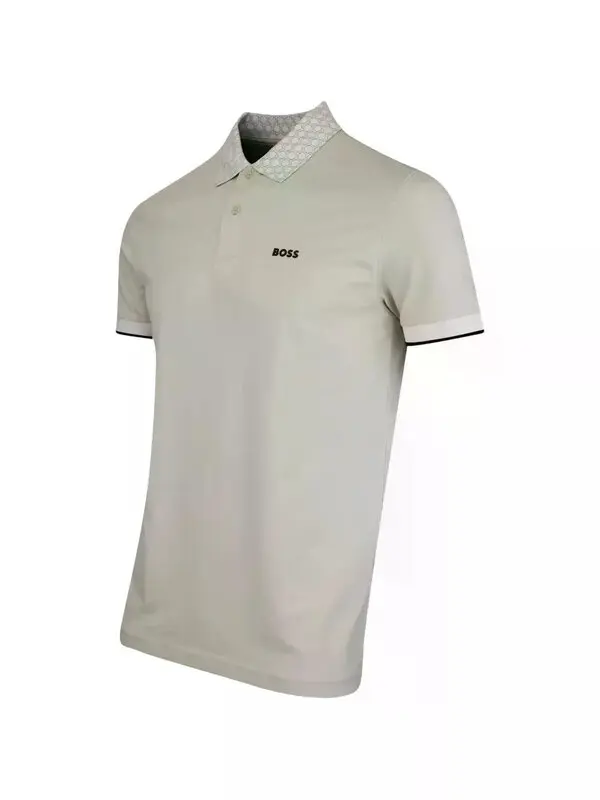 BOSS Paddy Patterned Collar Polo Shirt - Neutrals