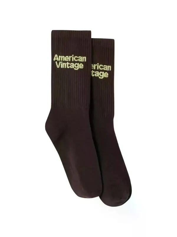American Vintage Logo-detail Ankle Socks - Brown