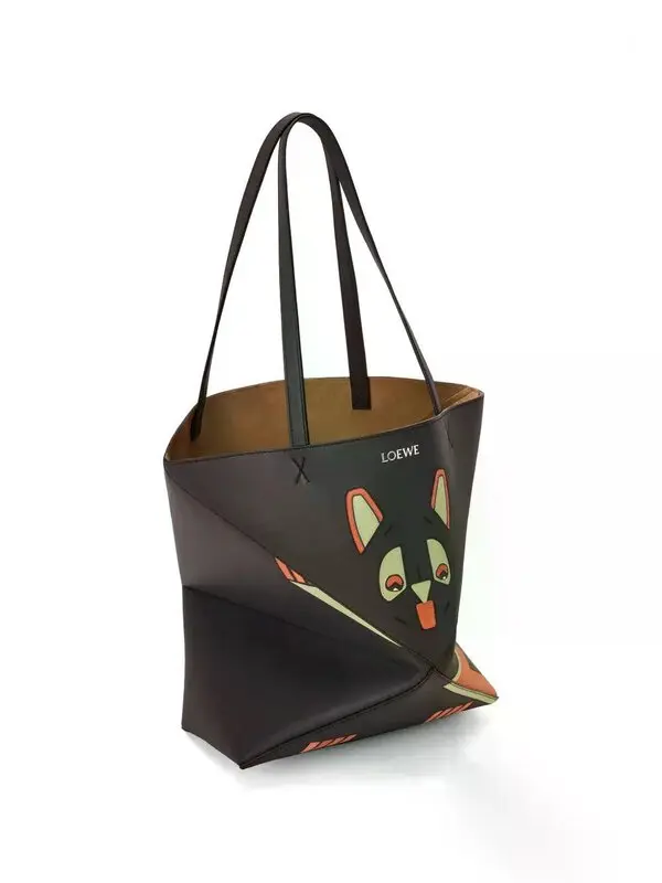 Loewe X Louis Wain Medium Futurism Cat Puzzle Fold Tote - Brown