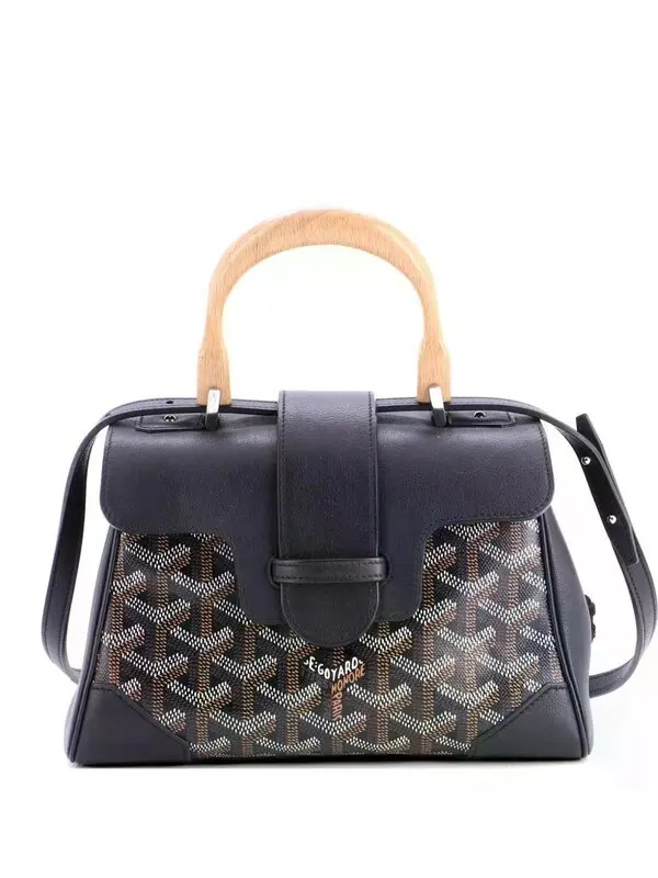 Goyard Saigon Top Handle Mini Shoulder Bag Coated Canvas With Leather - Black