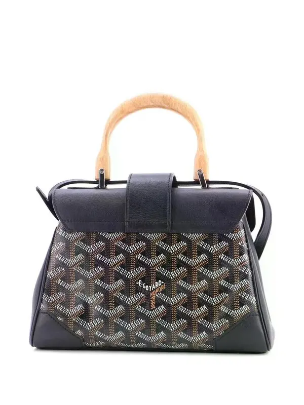 Goyard Saigon Top Handle Mini Shoulder Bag Coated Canvas With Leather - Black