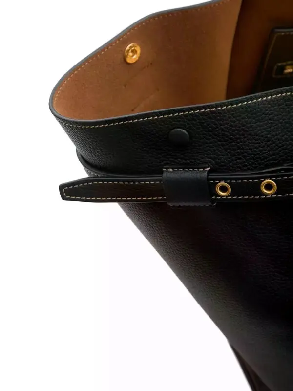 TOD'S Hammered Leather Tote Bag - Black