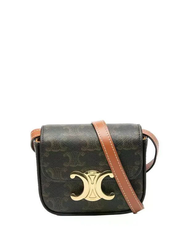 Celine 2022 Mini Triomphe Coated Canvas Claude Crossbody Bag - Brown