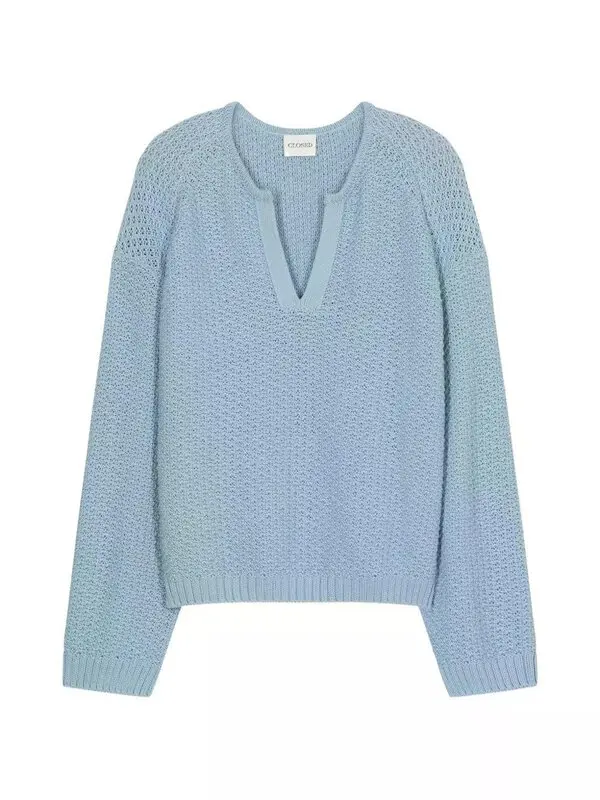 Closed Long-sleeve V-neck Sweater