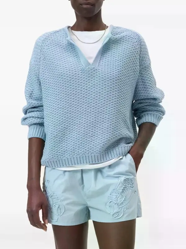 Closed Long-sleeve V-neck Sweater