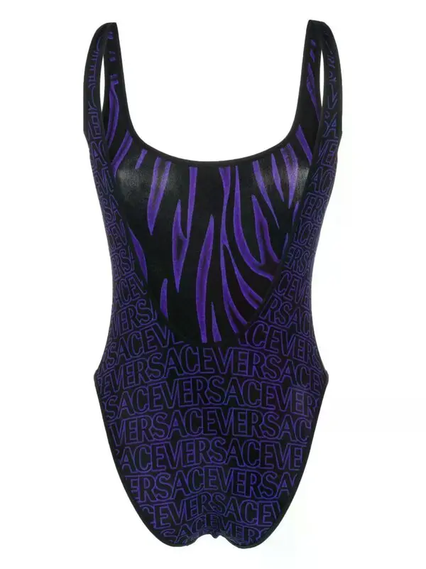 Versace Logo-print Low-back Reversible Swimsuit