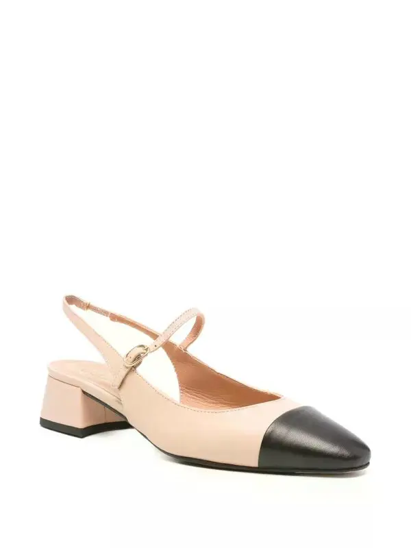 JULIE DEE Cap-toe Slingback Heeled Pumps - Neutrals
