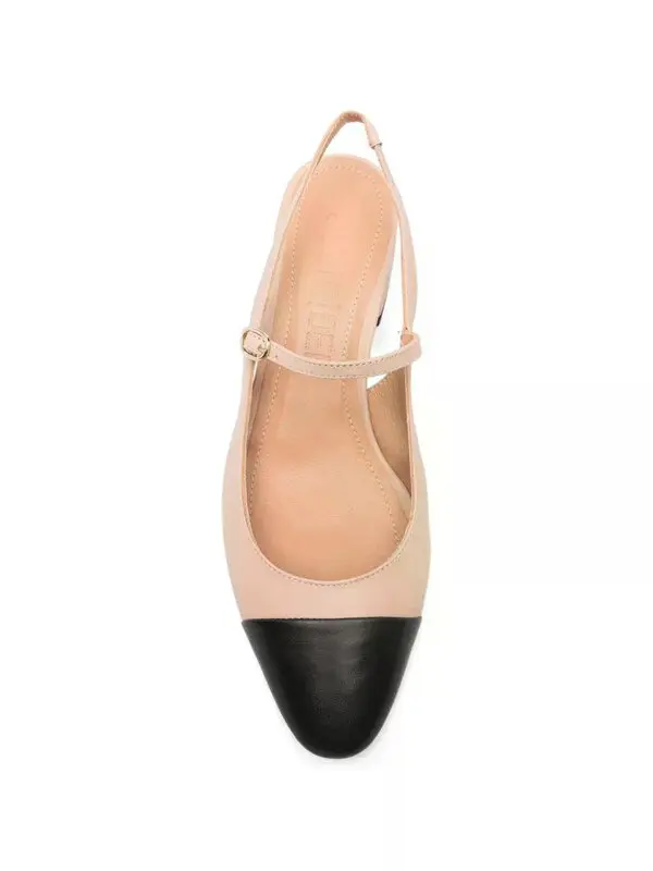 JULIE DEE Cap-toe Slingback Heeled Pumps - Neutrals