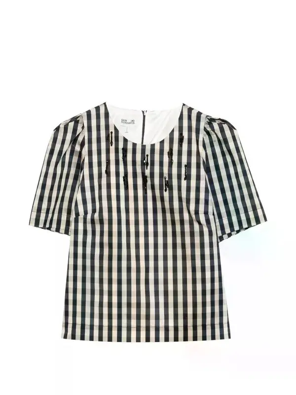 Baum Und Pferdgarten Minu Beaded Gingham Top