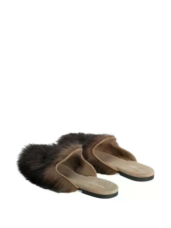 Dolce & Gabbana Shearling And Suede Slippers - Brown