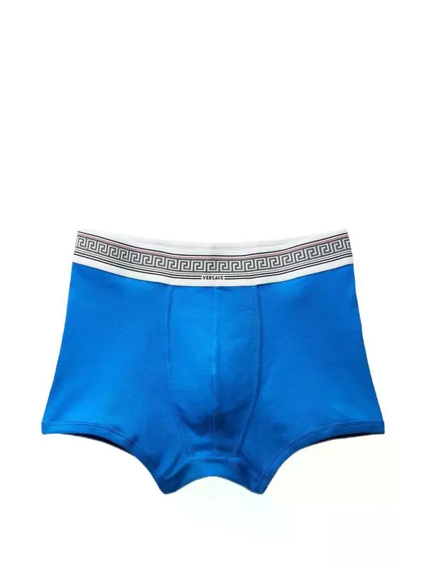 Versace Ribbed Cotton-jersey Trunks - Blue