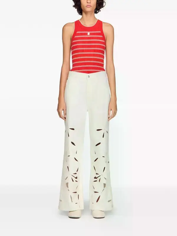 Sandro Wide-leg Embroidered Jeans