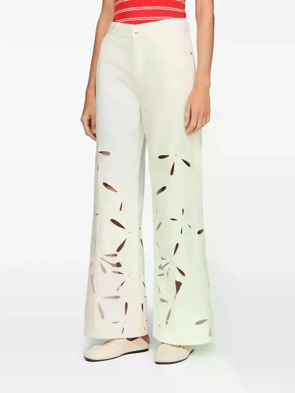 Sandro Wide-leg Embroidered Jeans