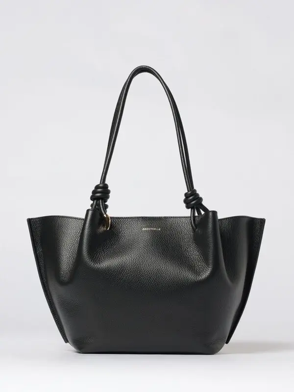 COCCINELLE Finn Grained Leather Shoulder Bag - Black