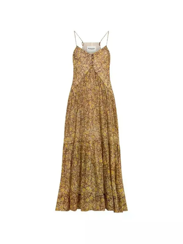 MARANT ETOILE Sabba Floral-print Tiered Dress - Brown
