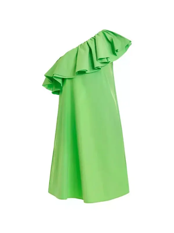 Essentiel Antwerp Ruffle One-shoulder Mini Dress - Green