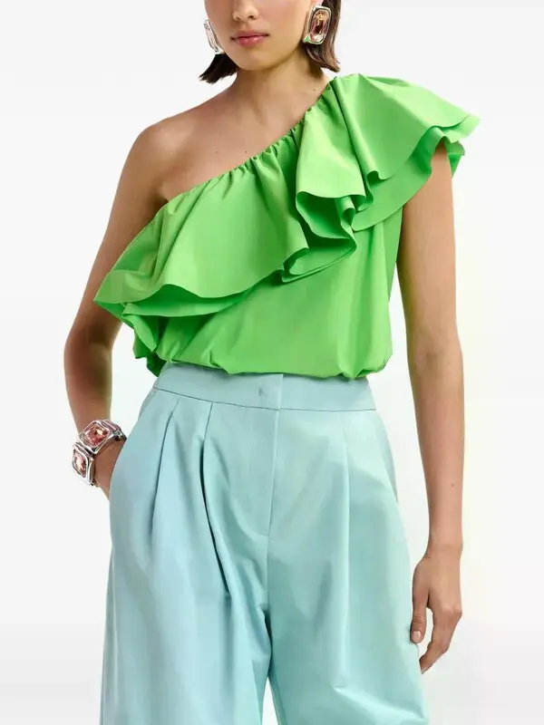 Essentiel Antwerp Ruffled Asymmetric Blouse - Green