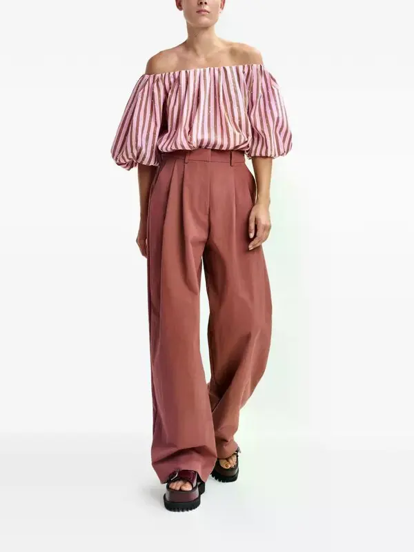 Essentiel Antwerp Striped Embellished Blouse - Pink