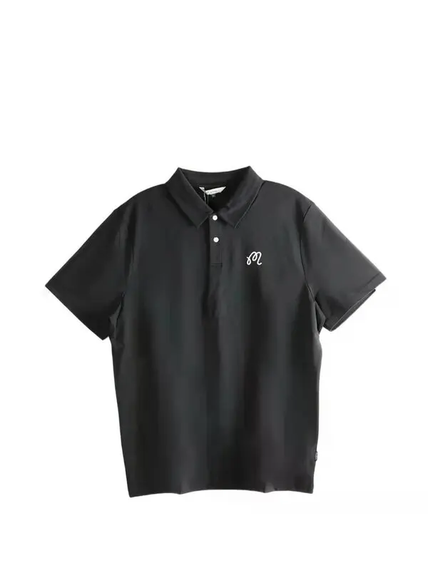 MALBON Button Embroidered Polo Shirt - Black