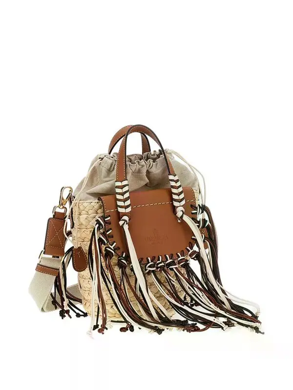 CUBA LAB Tassel Top-handle Clutch Bag - Neutrals