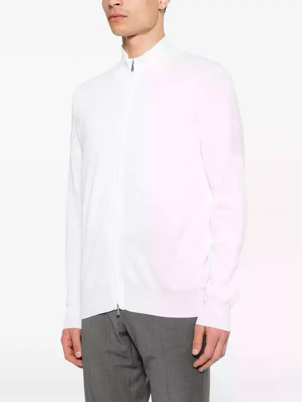 GRAN SASSO Zip-up Cotton Cardigan - White