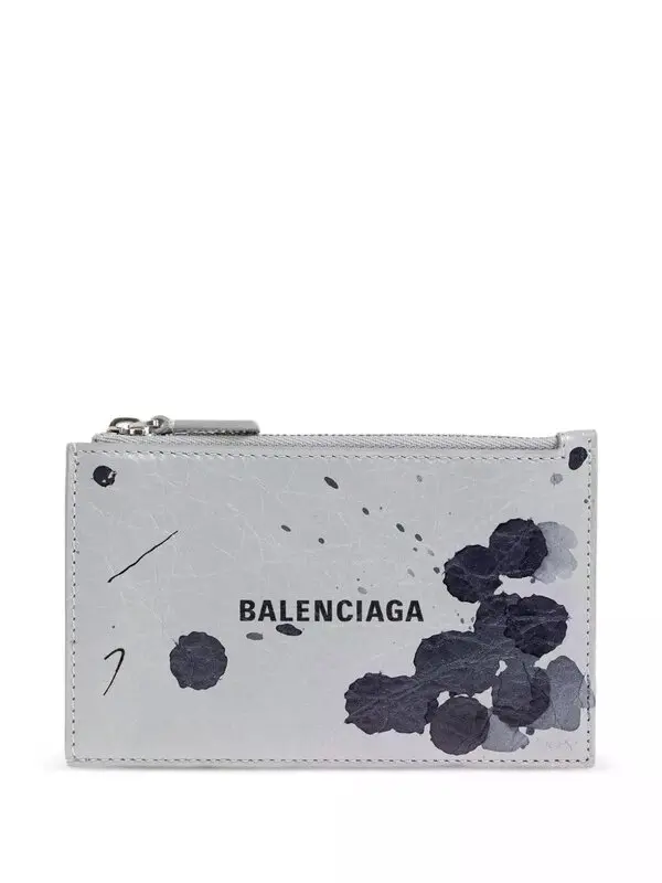 Balenciaga Splatter Zipped Cardholder - Grey