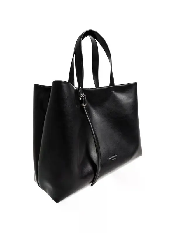 Emporio Armani Bovine Leather Buckle Tote Bag - Black